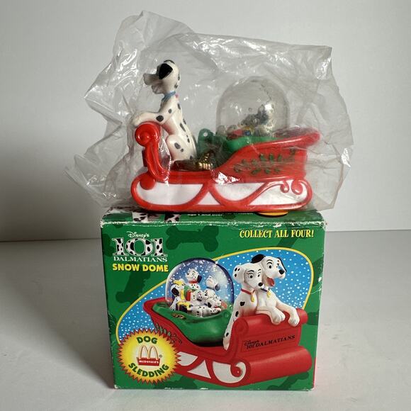 Disney | Toys | New Disney 1 Dalmatians Snow Dome 1996 Dog Sledding ...